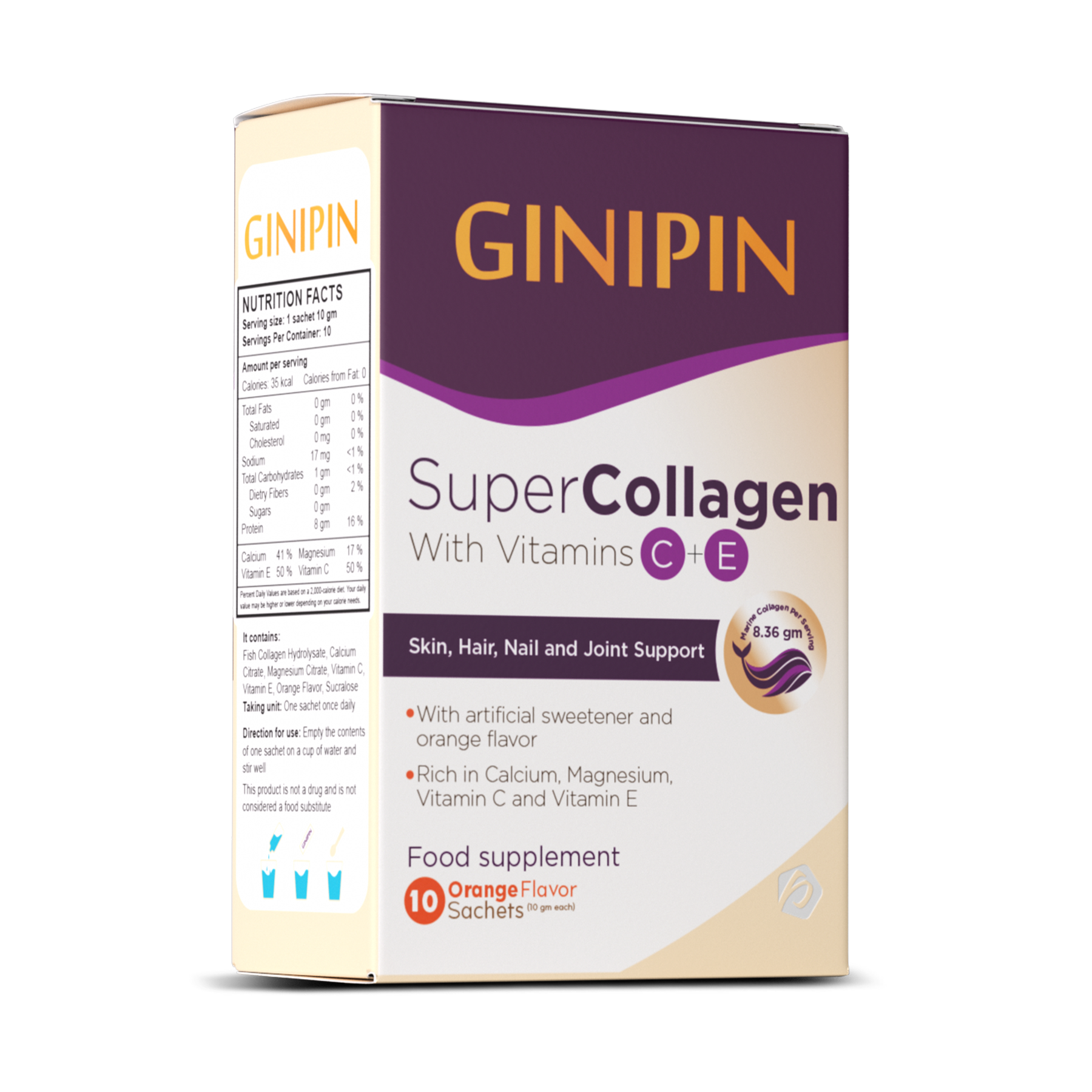 GINIPIN Super Collagen 10 sachets – SohatiCare Egypt